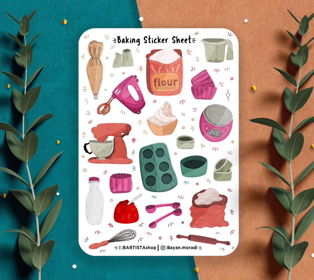 Baking Sticker Sheet, Baking Journal Stickers, Planner Stickers, Baking ...