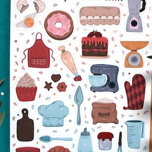 Baking Time Sticker Sheet, Planner Stickers , Baking Stickers, Cooking ...