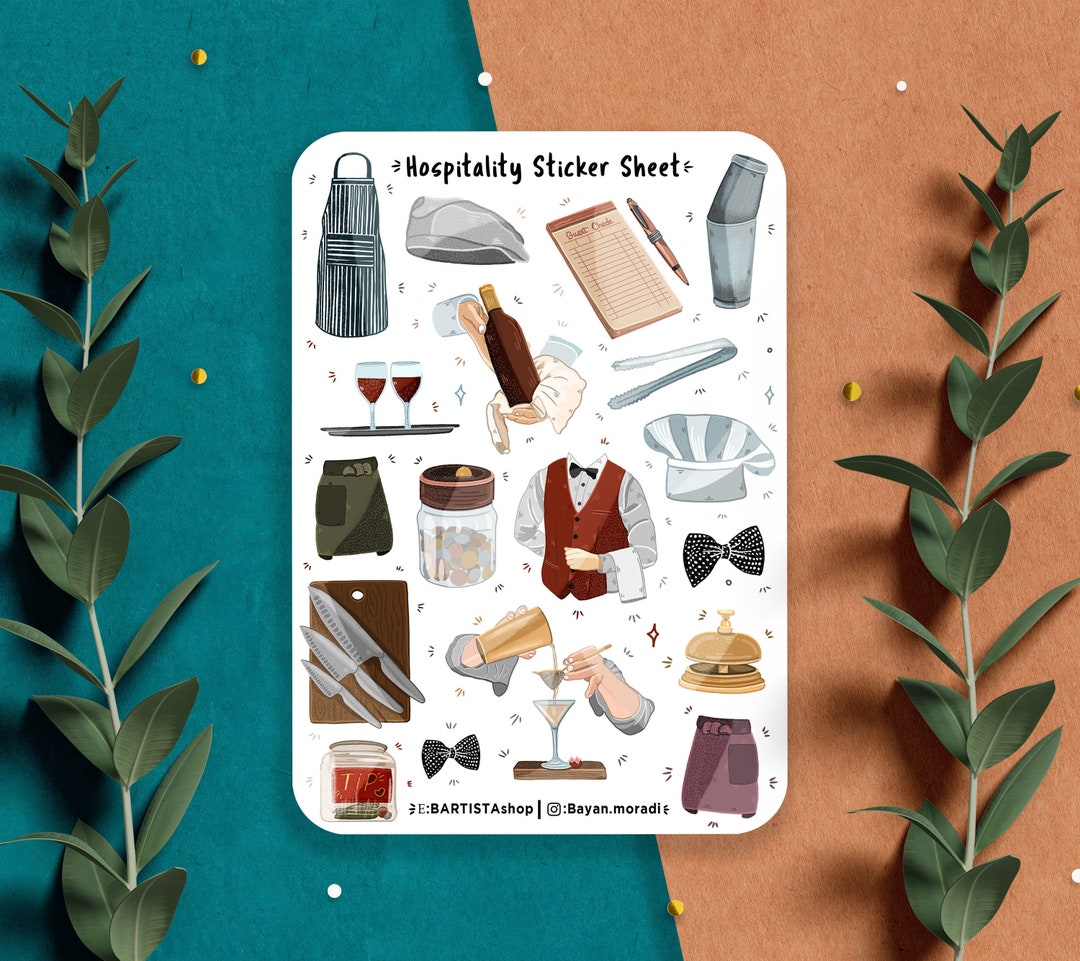 Hospitality Sticker Sheet, Planner Stickers, Journal Stickers , Waiter ...