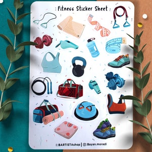Fitness Sticker Sheet, Planner Stickers, Journal Stickers, Exercise ...