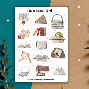 Reading Time Sticker Sheet, Books Stickers, Planner Stickers, Journal ...