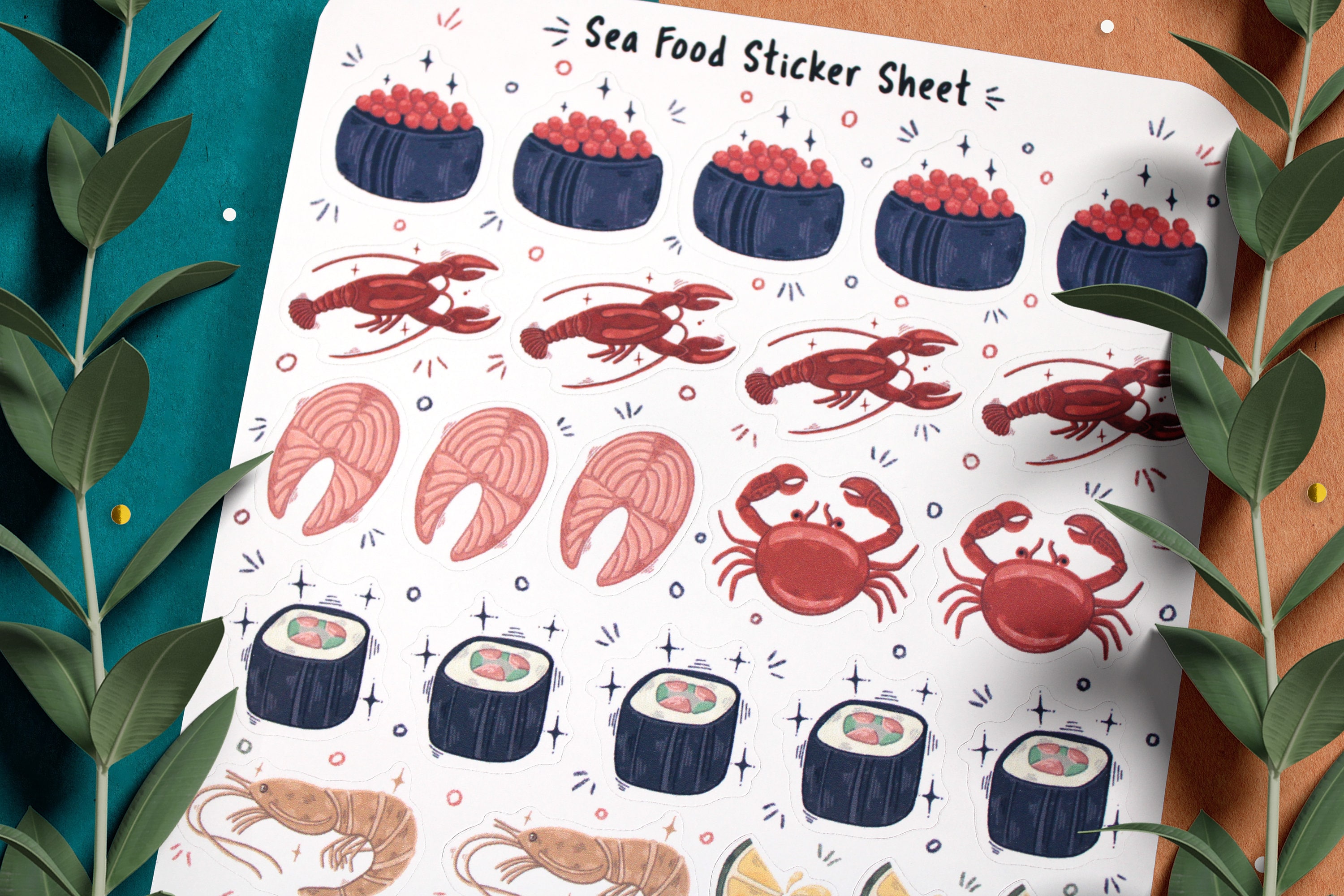 Seafood Stickers, Sushi Stickers, Food Stickers, Kitchen Stickers ...