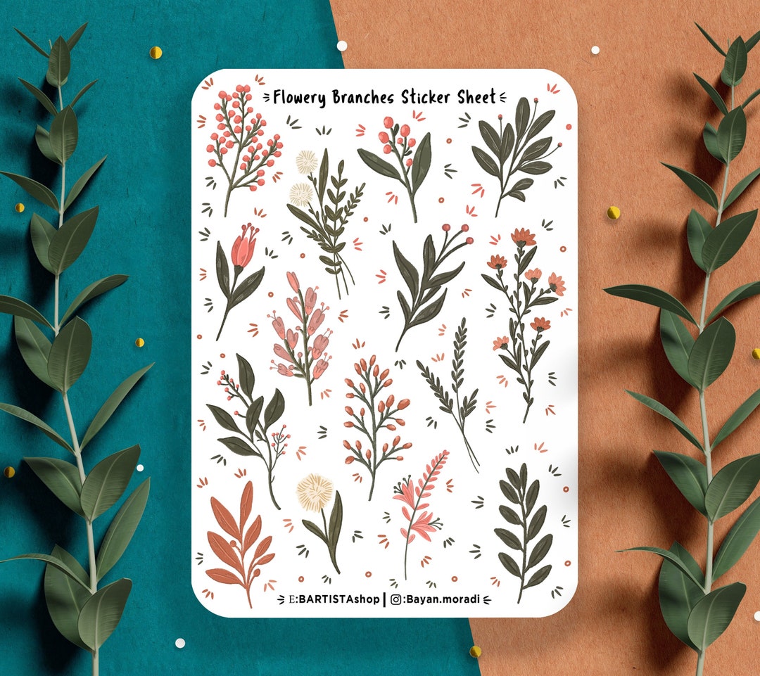 Flowery Branches Sticker Sheet , Spring Journal Stickers , Planner ...