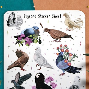 Pigeon Sticker Sheet , Bird Stickers , Planner Stickers , Journal ...