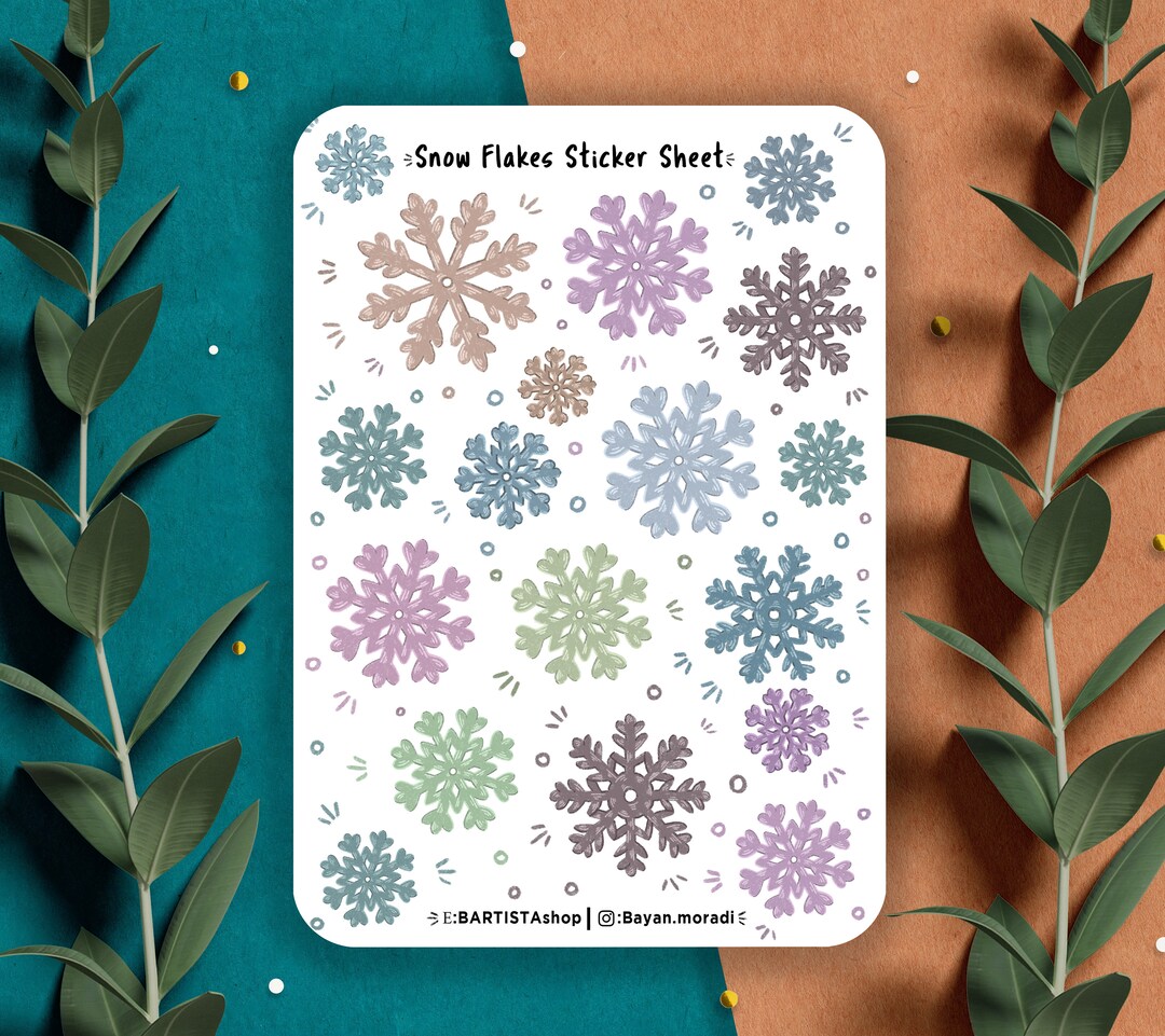 Snowflakes Sticker Sheet, Winter Stickers, Journal Stickers, Planner ...