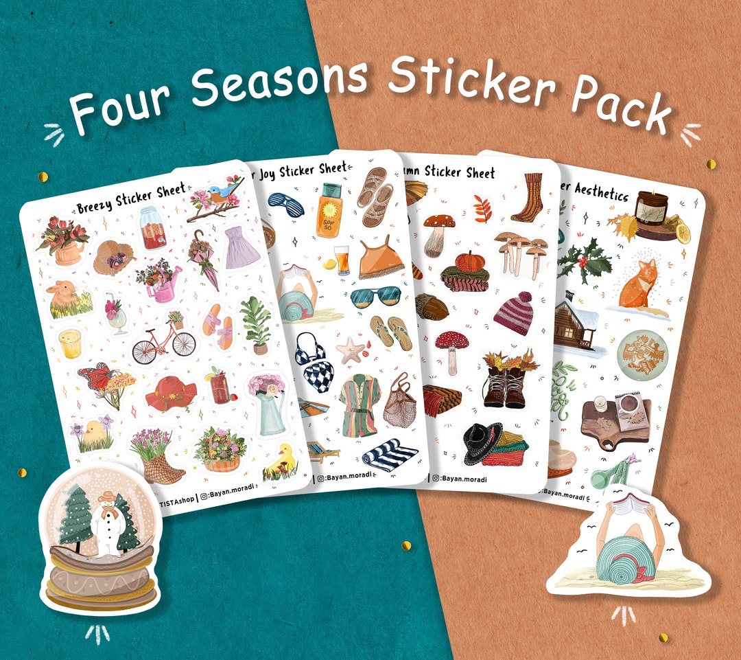 Four Seasons Sticker Pack, Seasonal Sticker, Planner Stickers, Journal ...