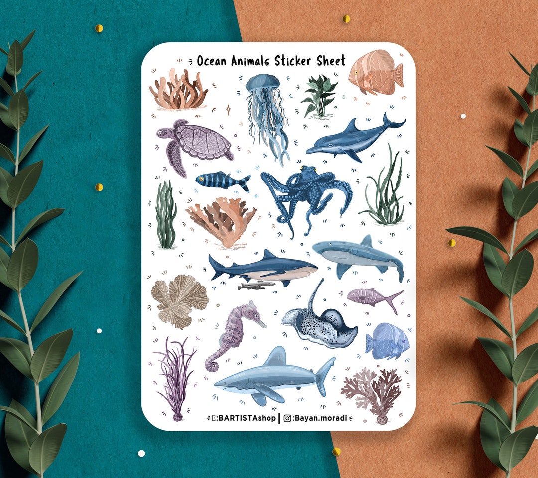 Ocean Animal Stickers, Planner Stickers, Journal Stickers, Nature ...
