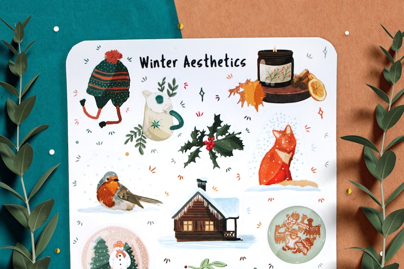 Winter Aesthetics Sticker Sheet , Winter Stickers, Journal Stickers ...