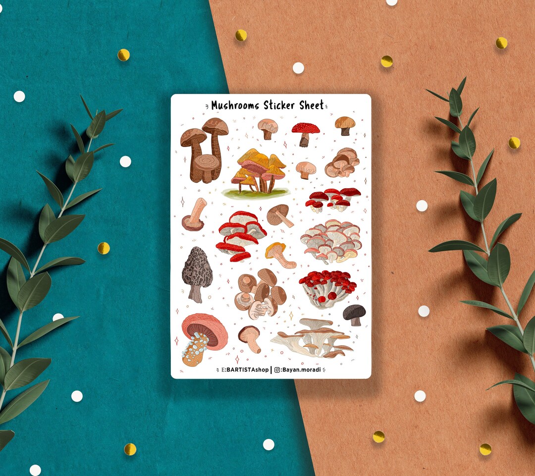 Mushrooms Sticker Sheet, Planner Stickers, Journal Stickers ...