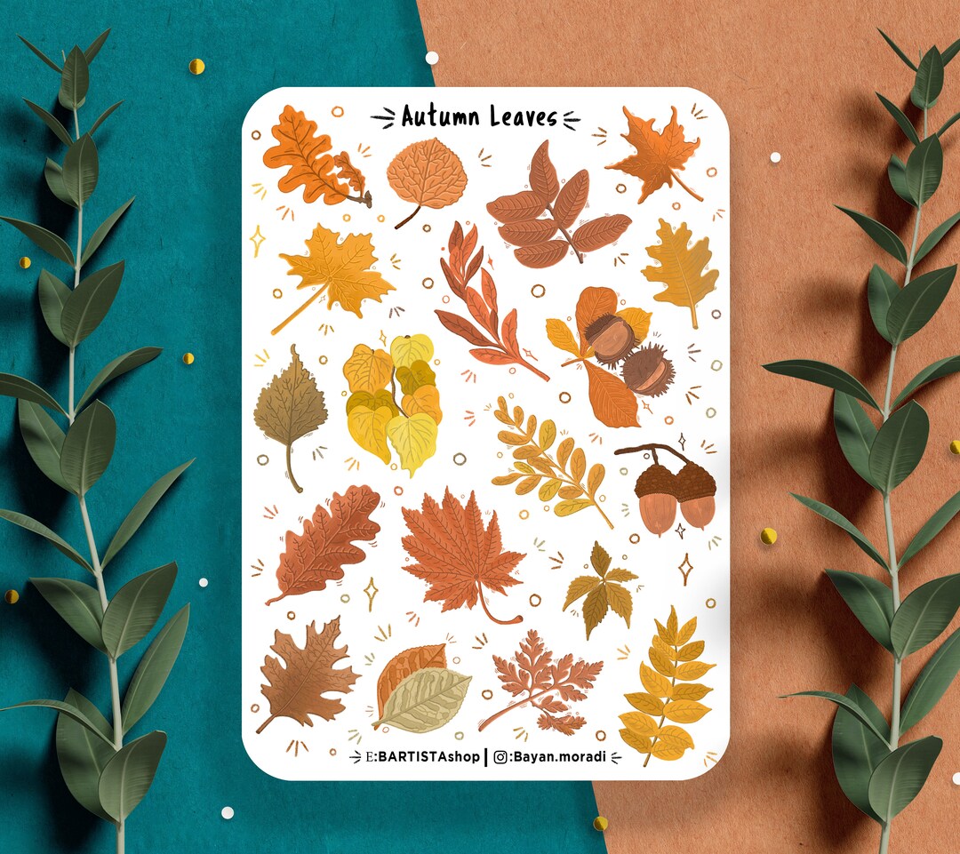 Autumn Leaves Sticker Sheet, Autumn Stickers, Halloween, Planner ...