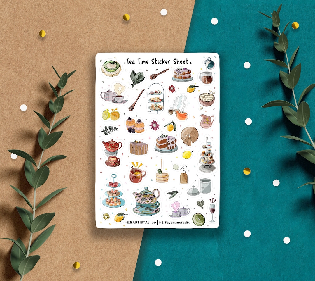 37 Tea Time Stickers, Planner Stickers, Journal Sticker, Scrapbook ...