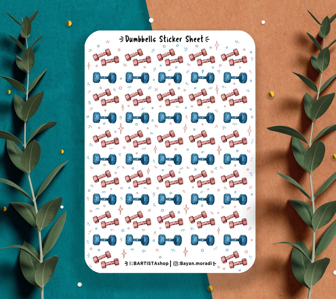 52 Dumbbells Stickers, Planner Stickers, Gym Stickers, Workout Icon ...