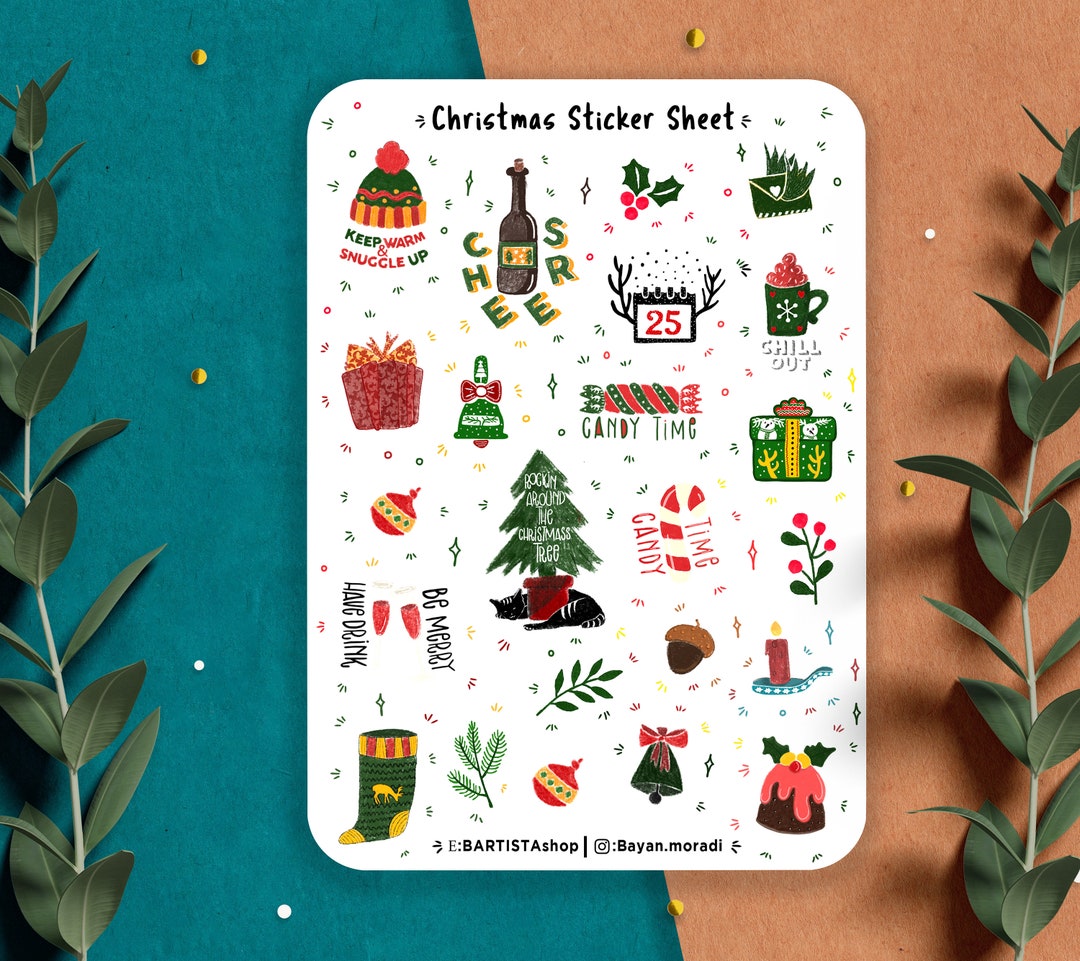 Christmas Sticker Sheet, Planner Stickers, Scrapbook Stickers, Journal ...