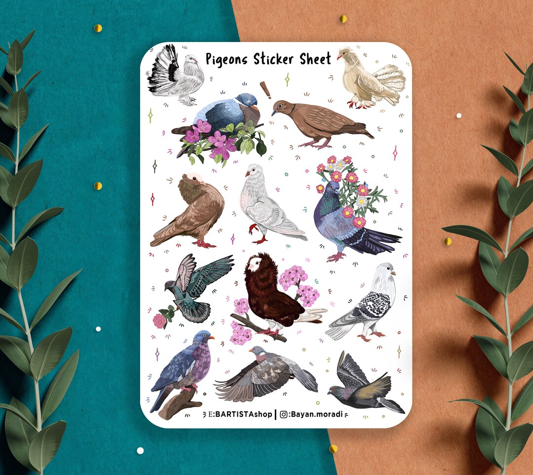 Pigeon Sticker Sheet , Bird Stickers , Planner Stickers , Journal ...
