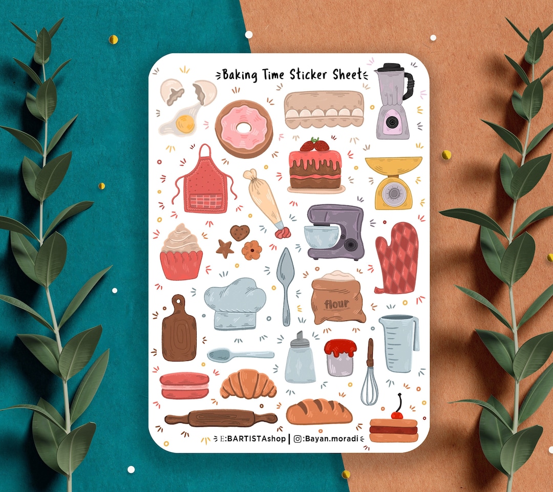 Baking Time Sticker Sheet, Planner Stickers , Baking Stickers, Cooking ...