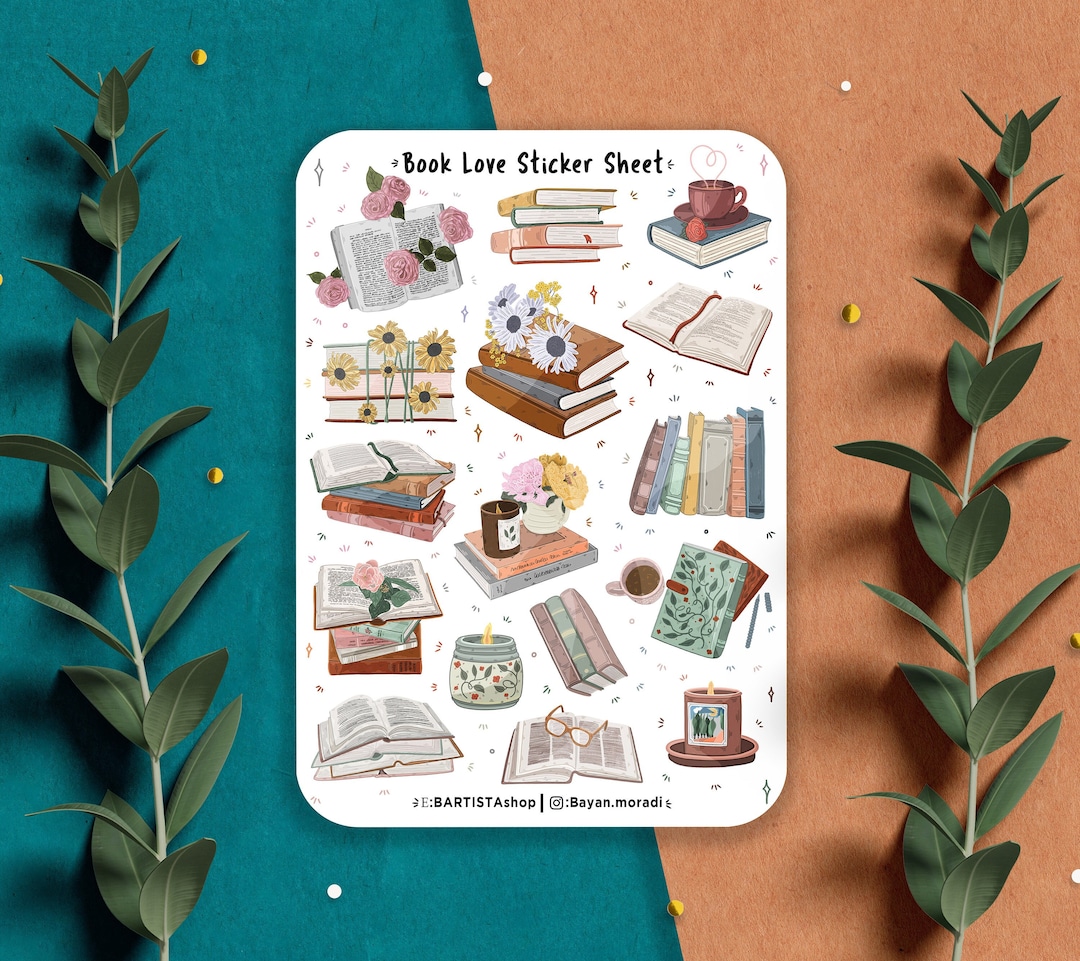 Book Love Sticker Sheet, Journal Stickers, Planner Stickers, Scrapbook ...