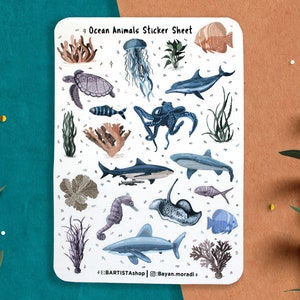 Ocean Animal Stickers, Planner Stickers, Journal Stickers, Nature ...