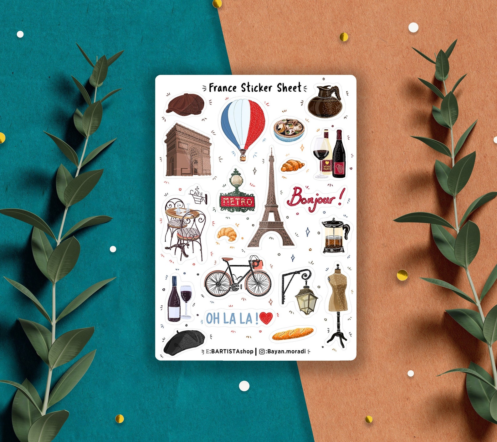 Paris France Stickers Travel Doodle Stickers Planner - Etsy