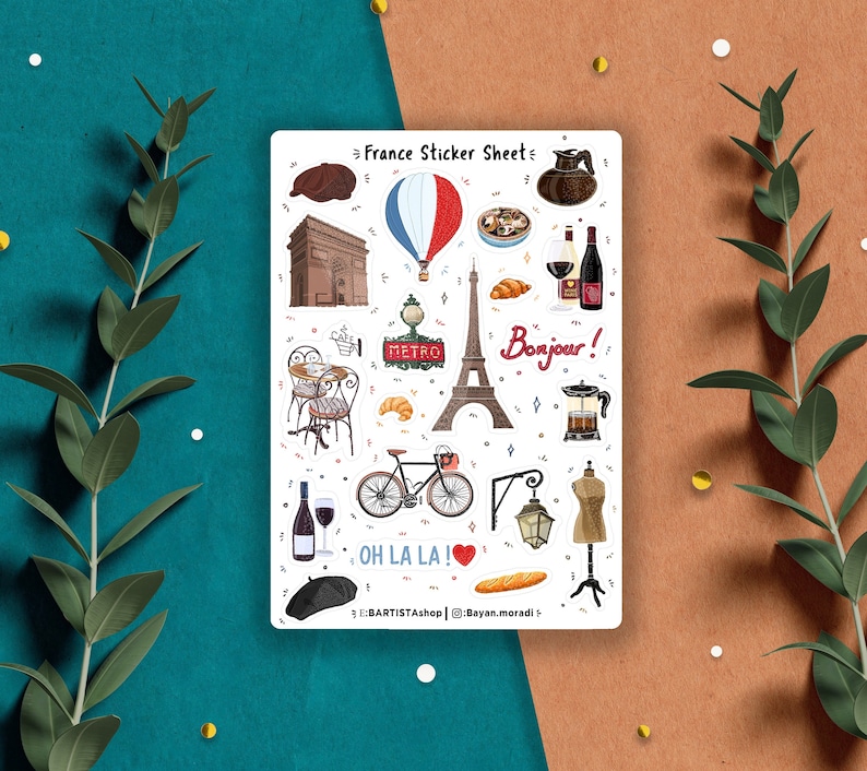 Paris France Stickers Travel Doodle Stickers Planner - Etsy