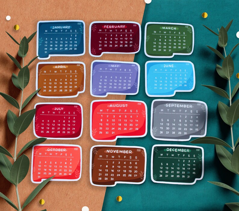 2026 Calendar Stickers, Mini Calendar Stickers, Planner Stickers ...