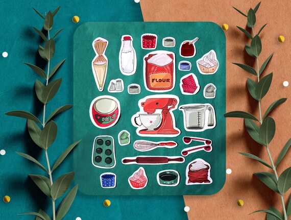 Cake Stickers Fun Baking Stickers 24 Stickers Scrapbook | Etsy UK