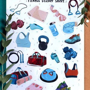 Fitness Sticker Sheet, Planner Stickers, Journal Stickers, Exercise ...