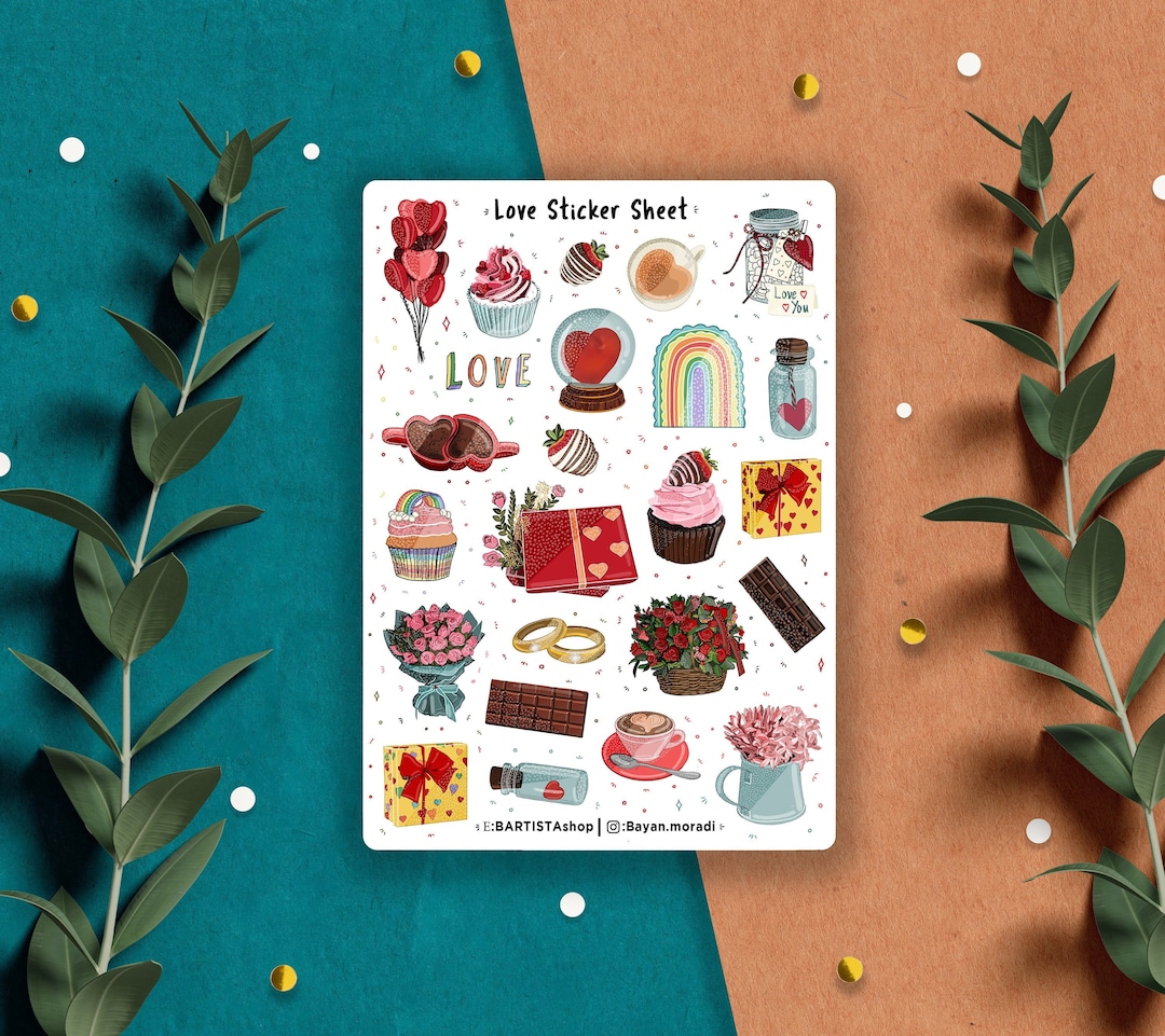 Love Sticker Sheet, Planner Stickers, Journal Stickers, Love Stickers ...