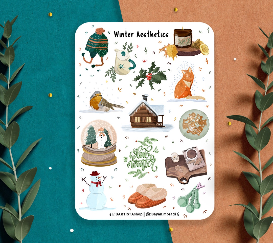 Winter Aesthetics Sticker Sheet , Winter Stickers, Journal Stickers ...