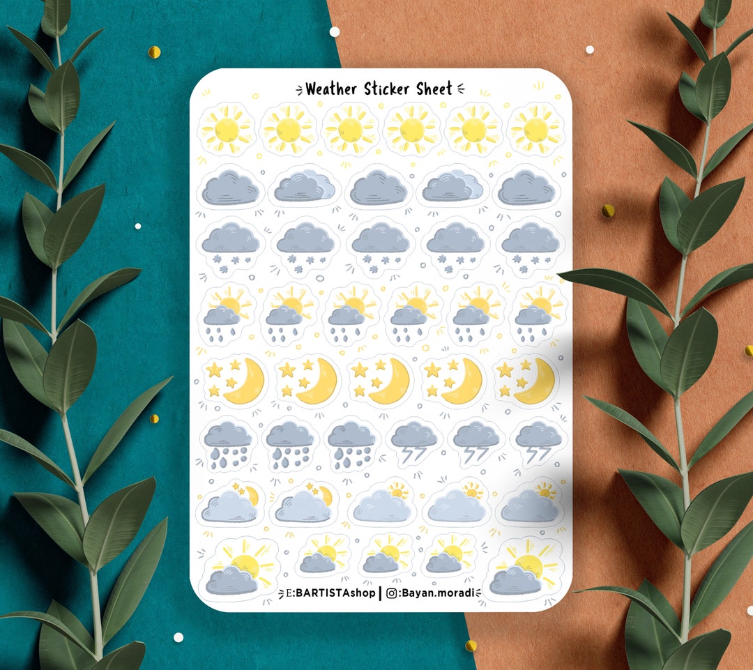 Weather Sticker Sheet, Planner Stickers, Journal Stickers, Forecast ...