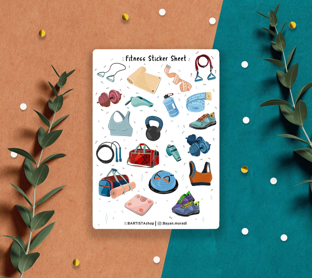 Fitness Sticker Sheet, Planner Stickers, Journal Stickers, Exercise ...