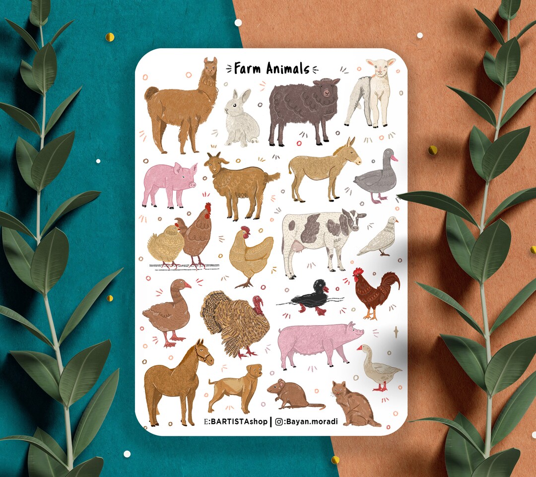 Farm Animals Sticker Sheet, Planner Stickers, Journal Stickers, Nature ...