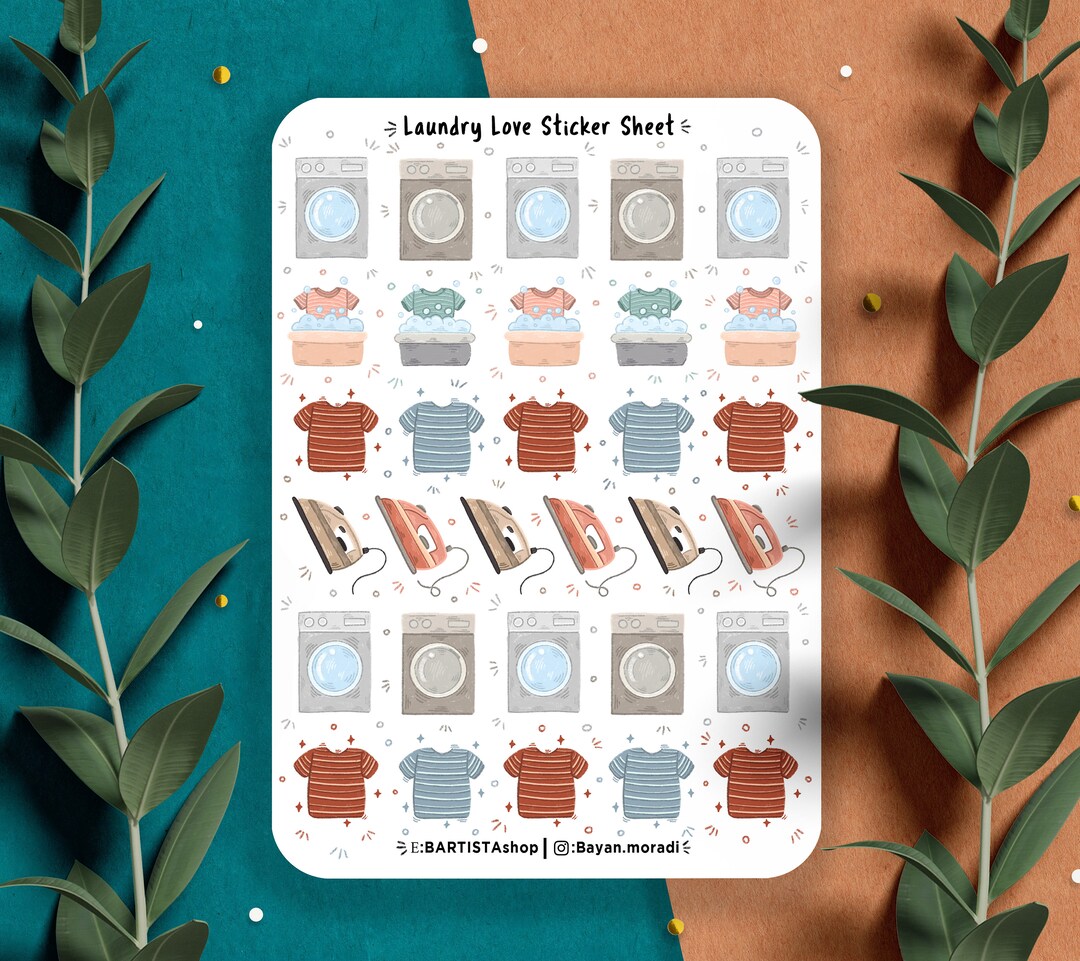 Laundry Stickers Sheet, Chores Stickers, Cleaning Sticker, Planner ...