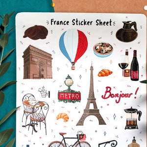 Paris France Stickers , Travel Doodle Stickers , Planner Stickers ...