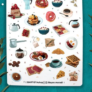 Breakfast Sticker Sheet, Breakfast Planner Stickers, Journal Stickers ...
