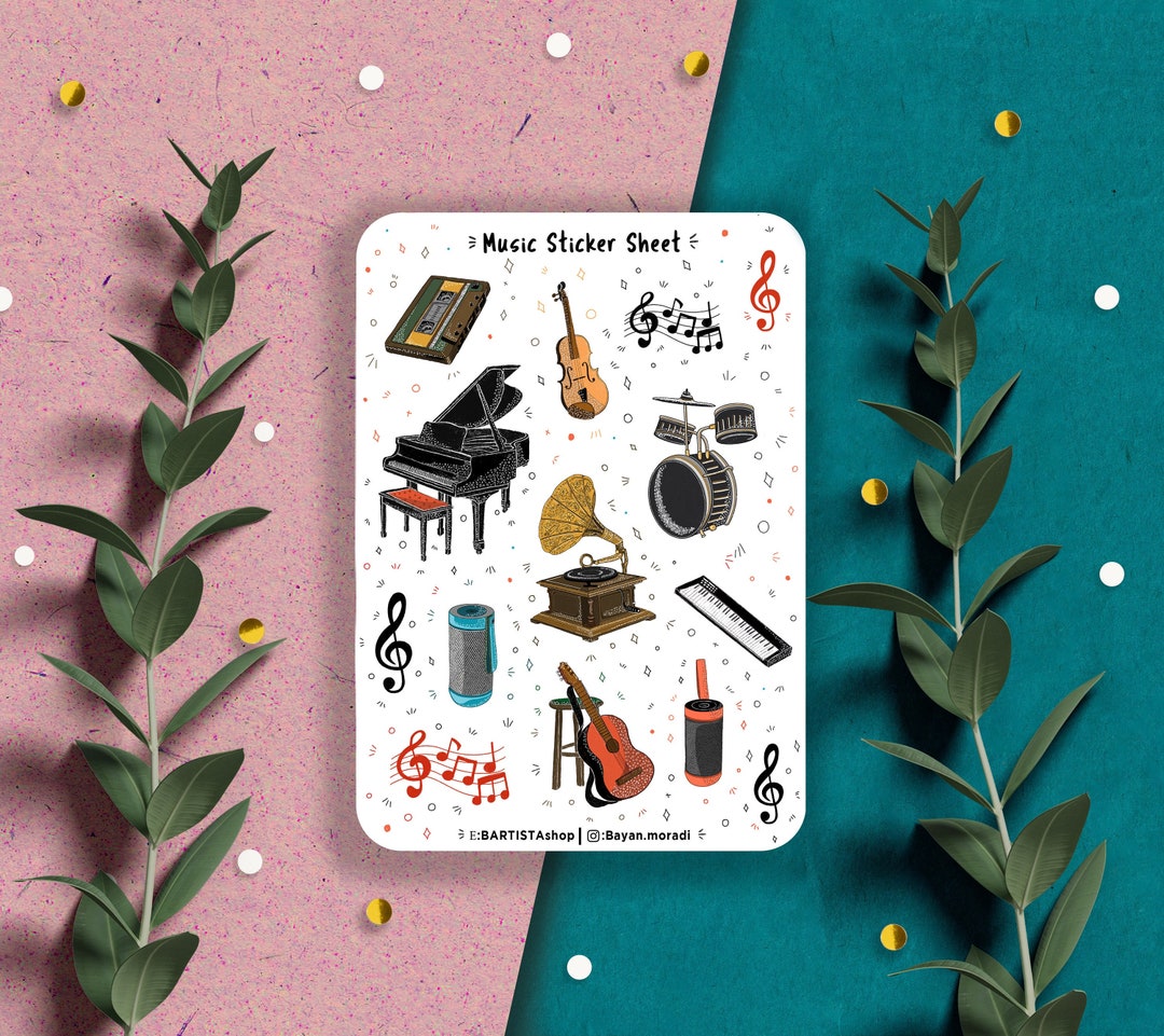 Musical Sticker Sheet, Planner Sticker, Music Journal Sticker ...