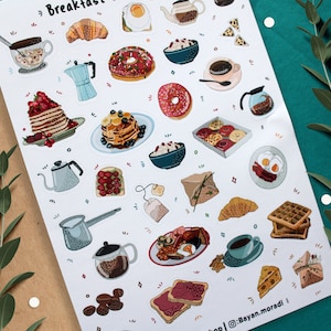 Breakfast Sticker Sheet, Breakfast Planner Stickers, Journal Stickers ...