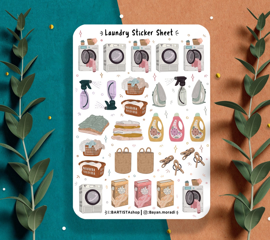 Laundry Sticker Sheet , Planner Stickers , Cleaning , Chore Sticker ...