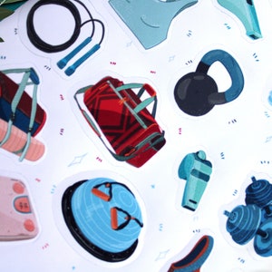 Fitness Sticker Sheet, Planner Stickers, Journal Stickers, Exercise ...