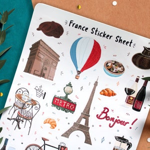 Paris France Stickers , Travel Doodle Stickers , Planner Stickers ...