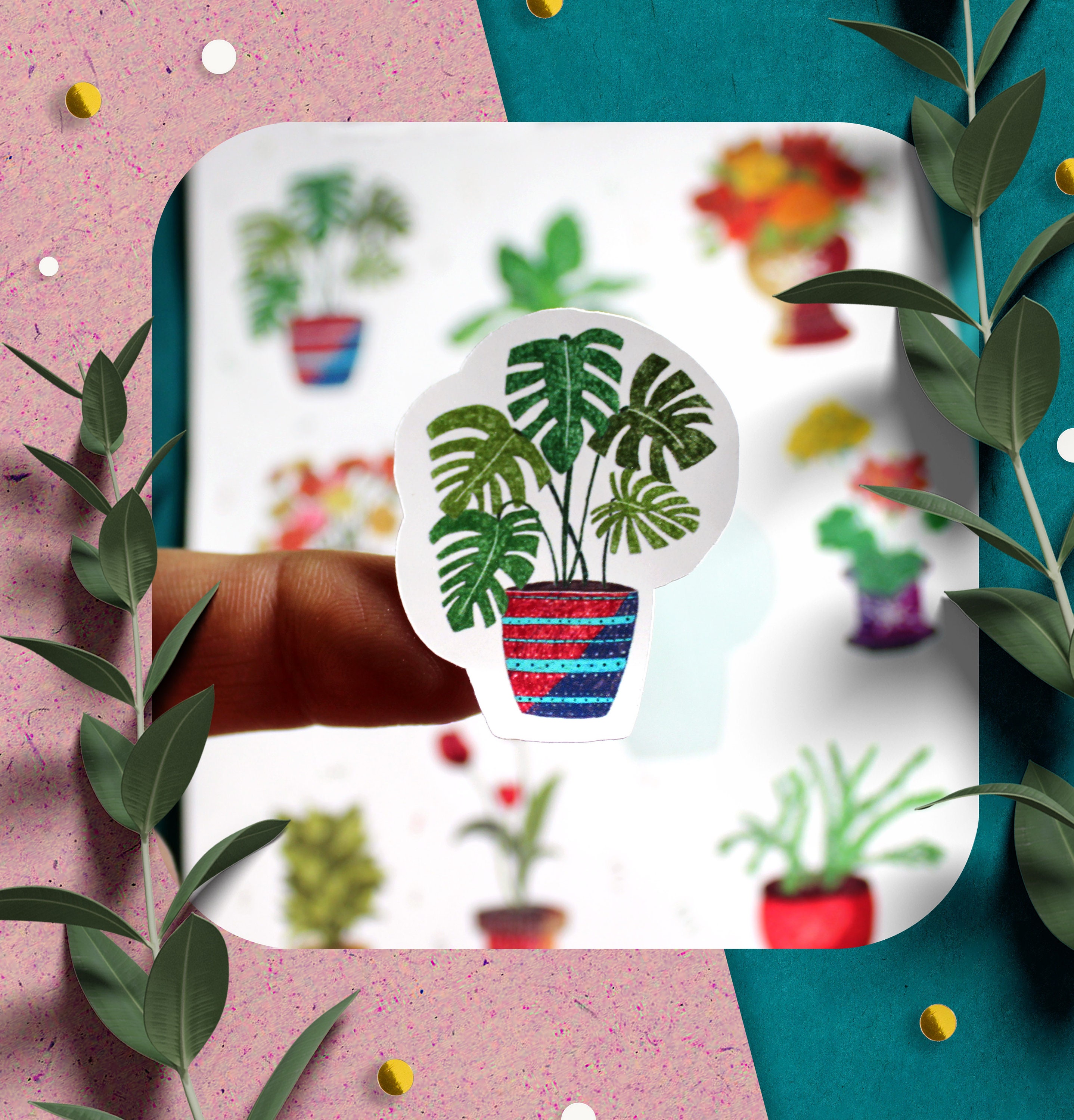 Plants Sticker Sheet, Planner Stickers, Journal Plant Stickers, Nature ...