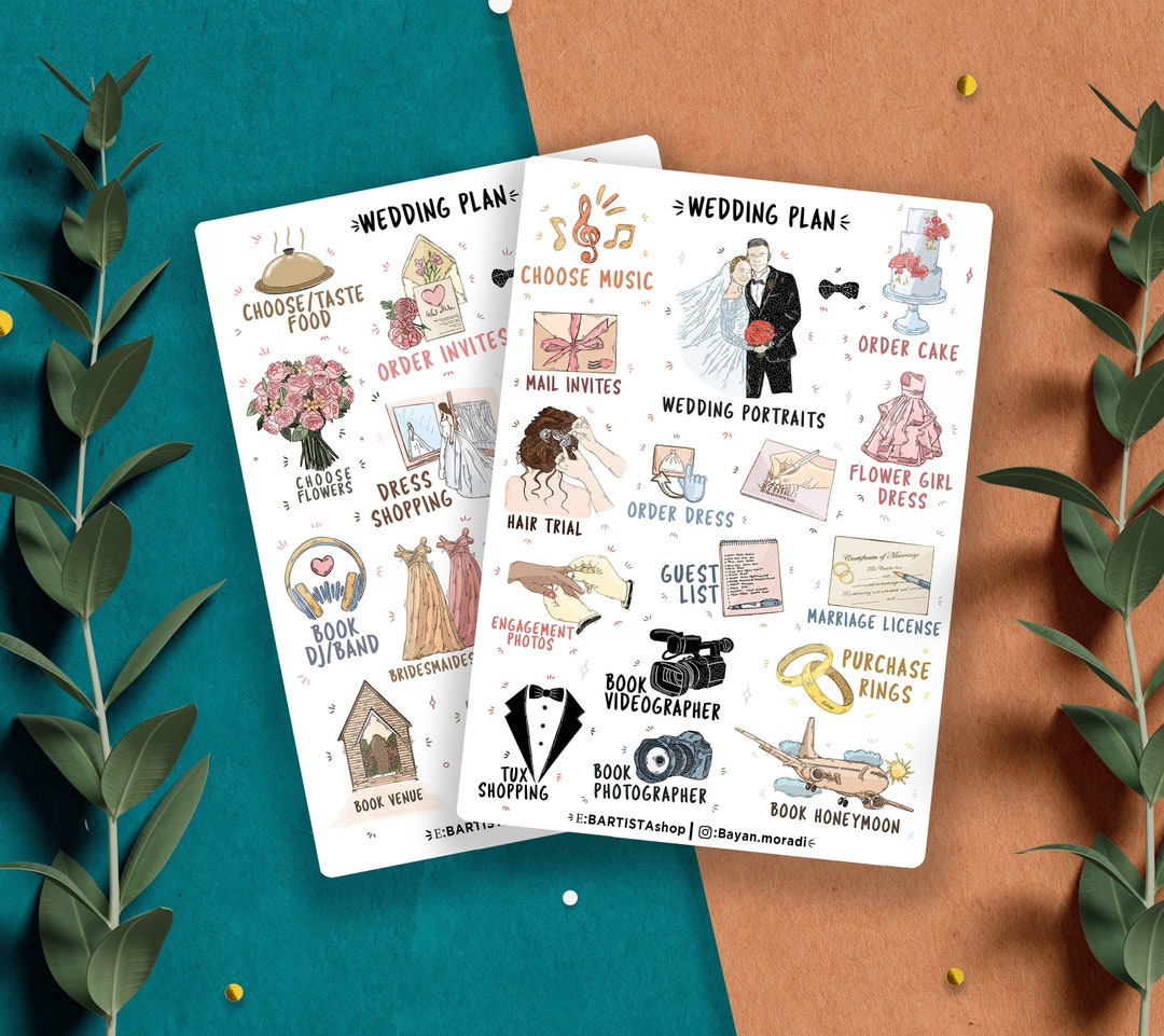 Wedding Stickers, Wedding Day Stickers, Planner Stickers, Wedding ...