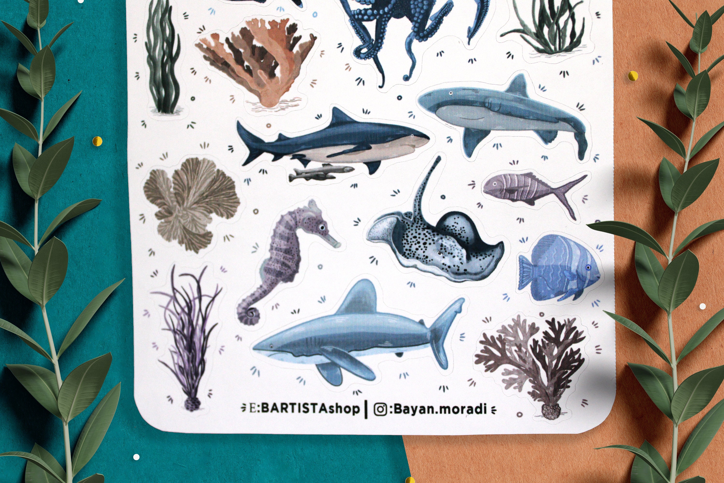 Ocean Animal Stickers, Planner Stickers, Journal Stickers, Nature ...
