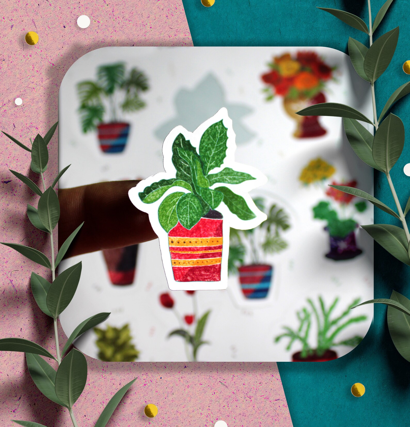 Plants Sticker Sheet, Planner Stickers, Journal Plant Stickers, Nature ...