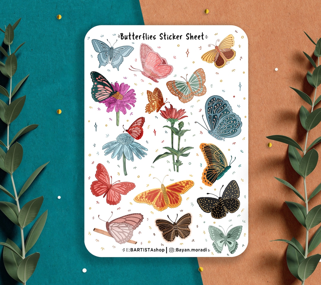 Butterflies Sticker Sheet , Planner Stickers , Scrapbook Stickers ...