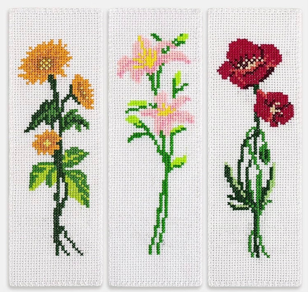Flower Stems Bookmarks set of Three - Etsy