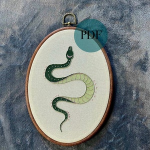 Green Goth Snake Hand Embroidery Pattern Digital Pattern - Etsy