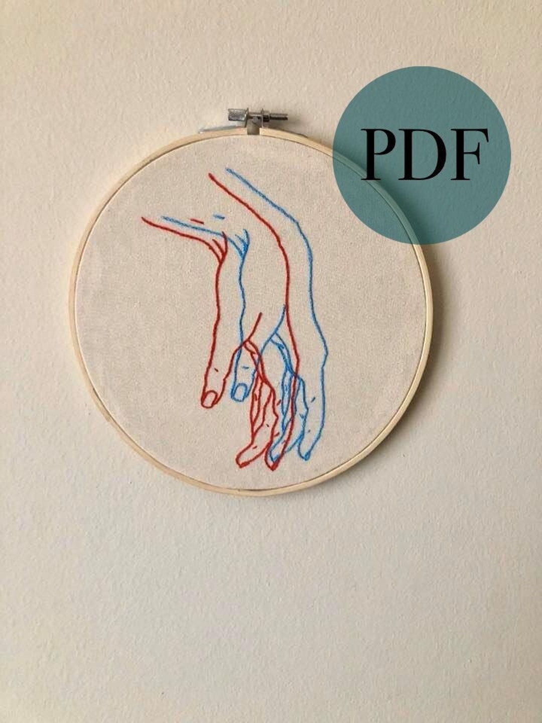 PDF Embroidery Pattern - Two Touch Hands Illusion Modern Hand ...