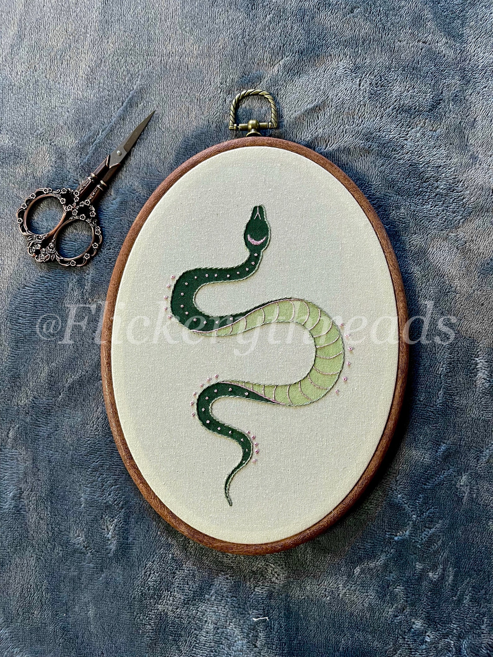 Green Goth Snake Hand Embroidery Pattern | Digital Pattern | PDF ...