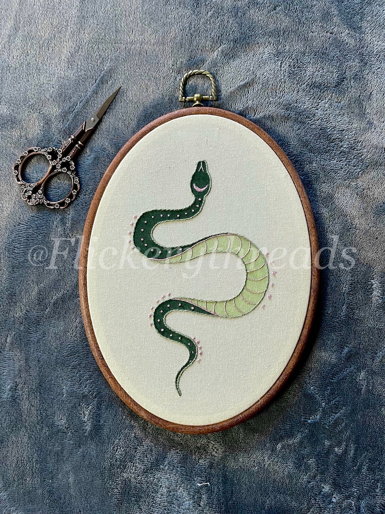 Green Goth Snake Hand Embroidery Pattern Digital Pattern - Etsy