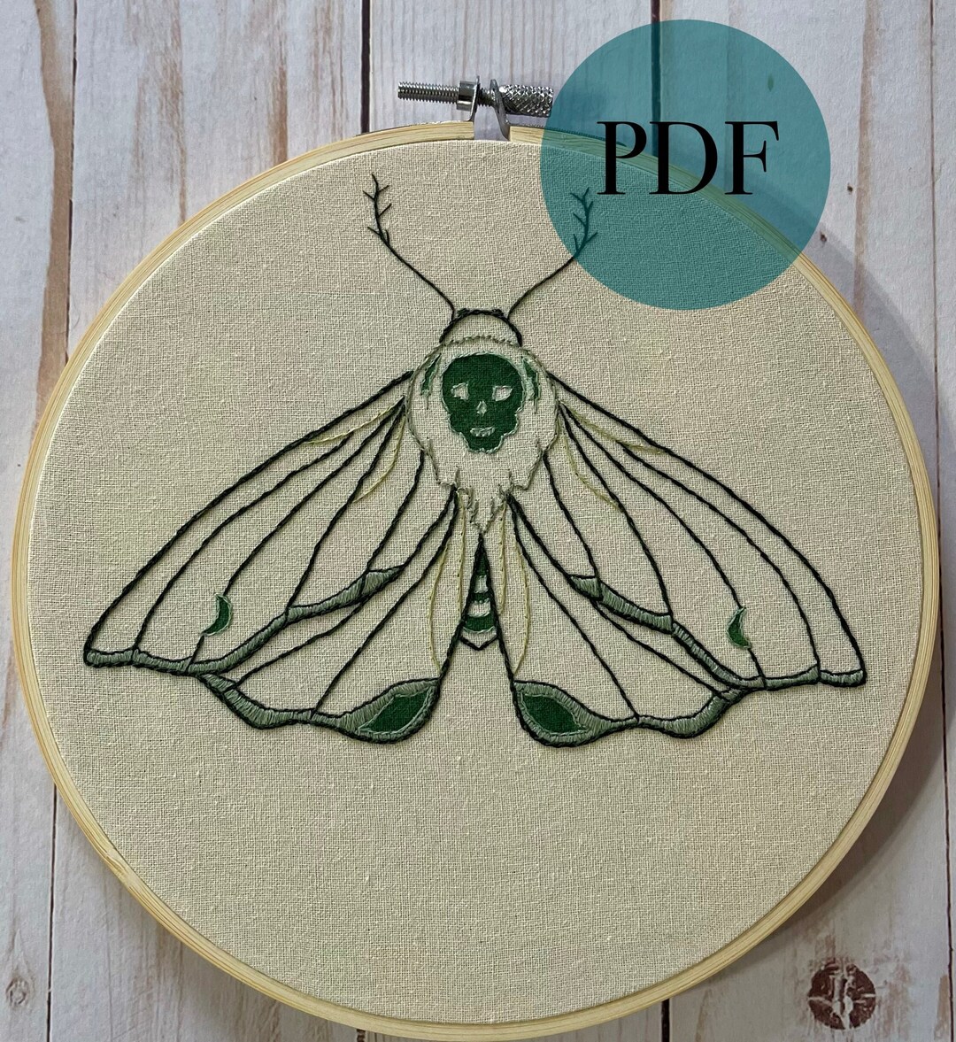 Green Death Moth Hand Embroidery Pattern | Digital Pattern | Gothic ...